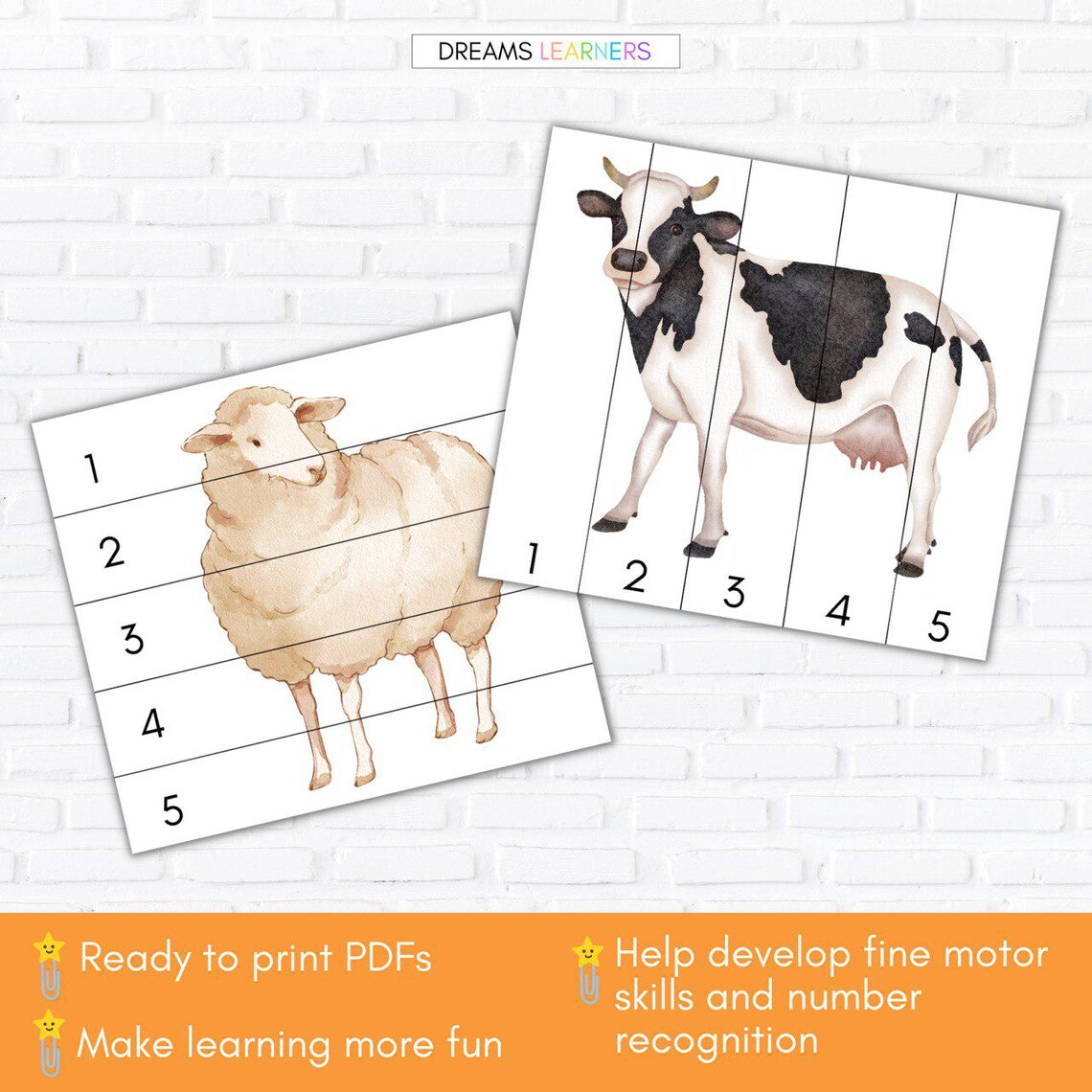 Farm Animals Number Puzzle: Montessori Math Game (digital Download) - Etsy