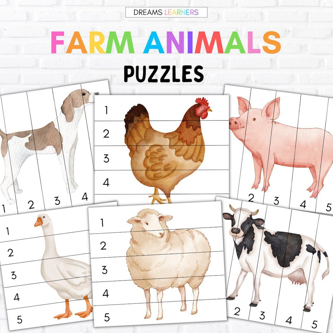 Farm Animals Number Puzzle: Montessori Math Game (digital Download) - Etsy