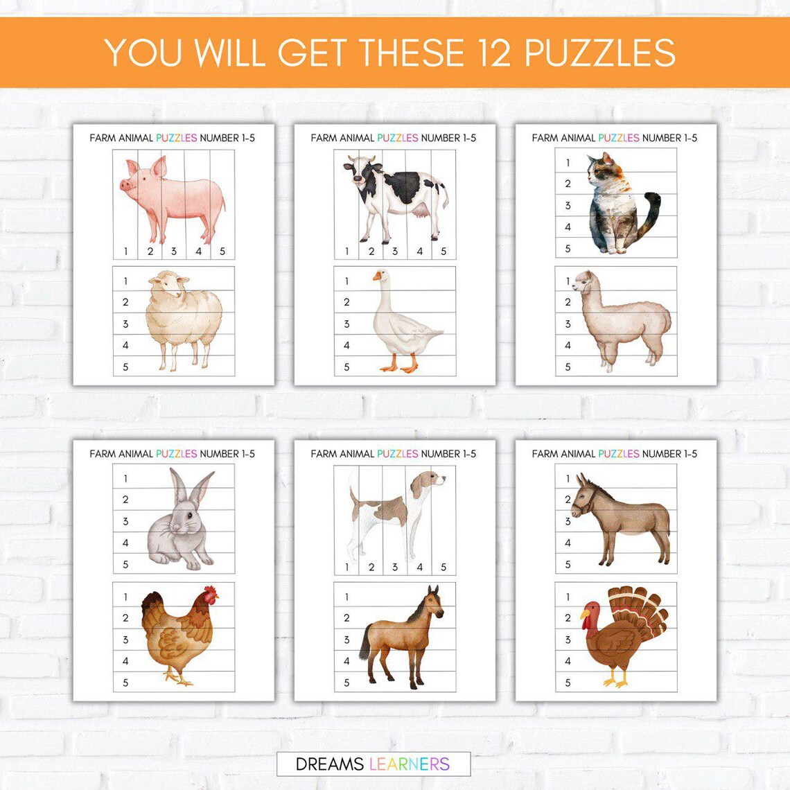 Farm Animals Number Puzzle: Montessori Math Game (digital Download) - Etsy