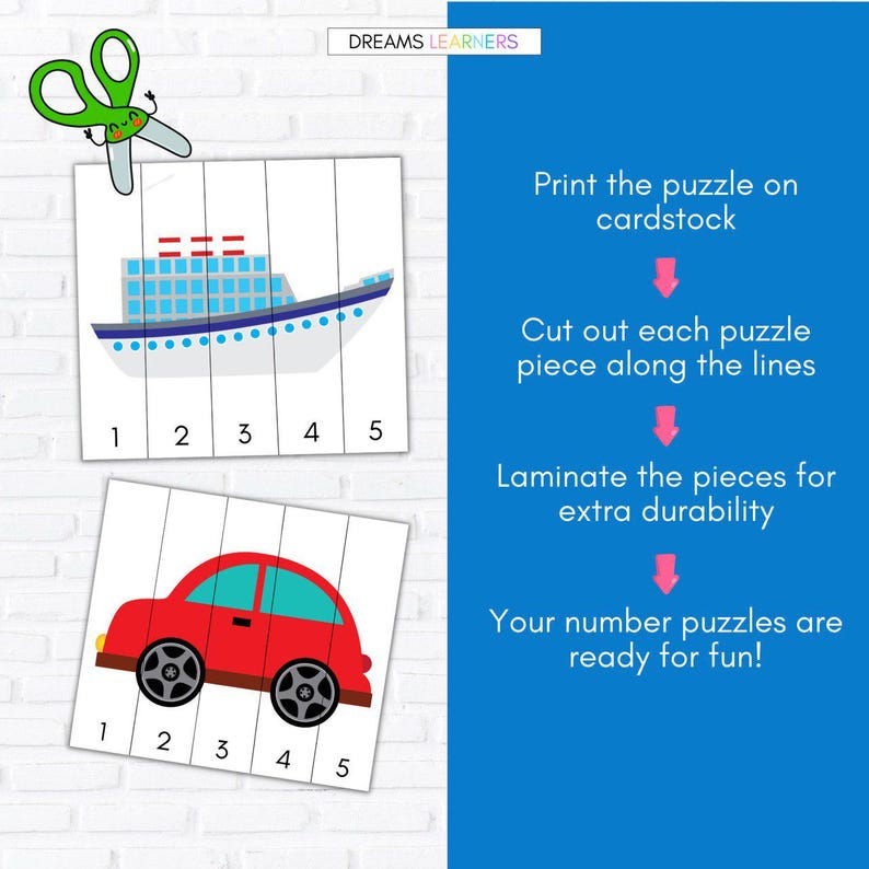Transportation Preschool Puzzles Number Sequence 1-5 Kids Printables ...