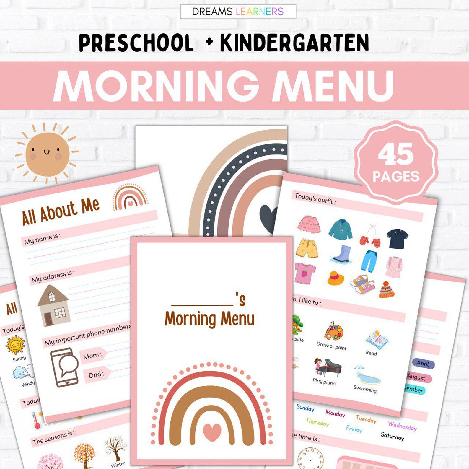 Morning Menu Preschool, Printable Homeschool Morning Menu for Prek ...