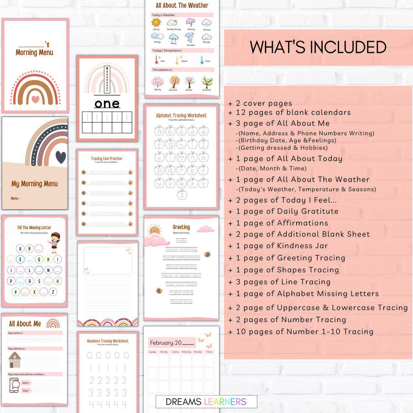 Preschool Morning Menu: Alphabet & Numbers Daily Sheet (PDF Printable ...