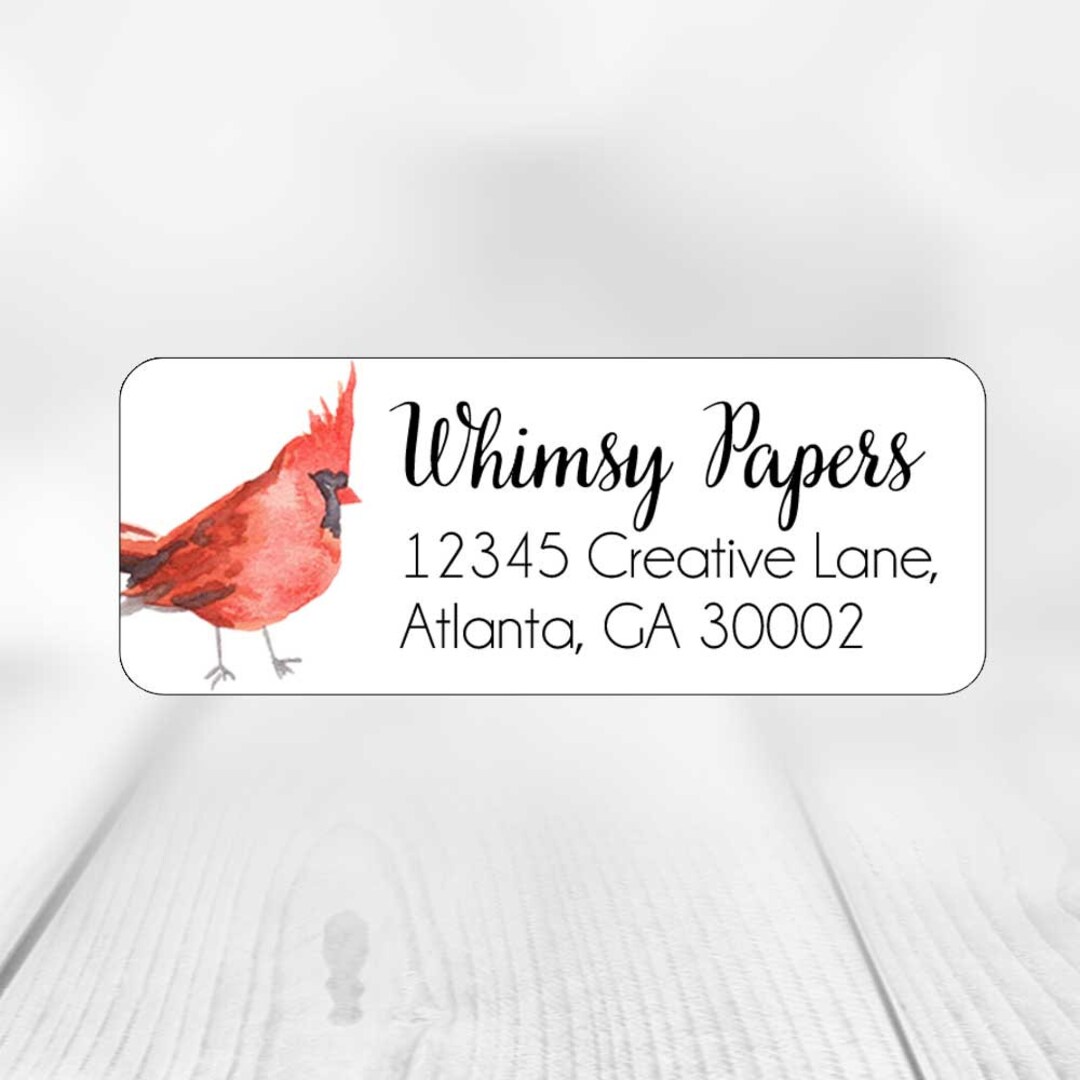 Cardinal Return Address Labels Glossy Labels - Etsy