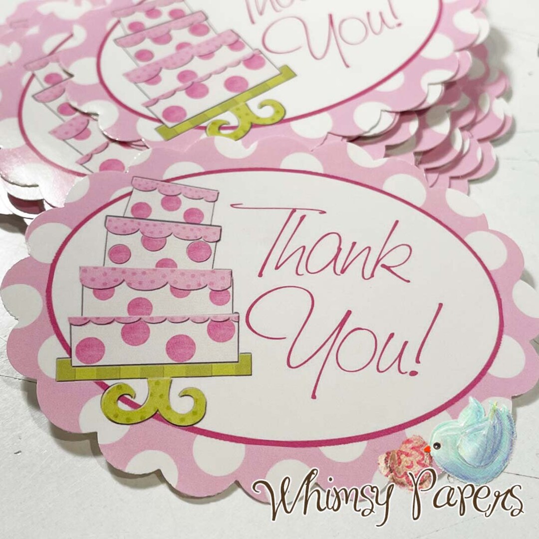 Bakery Thank You Labels With Pink Cake, Set of 25 - Etsy