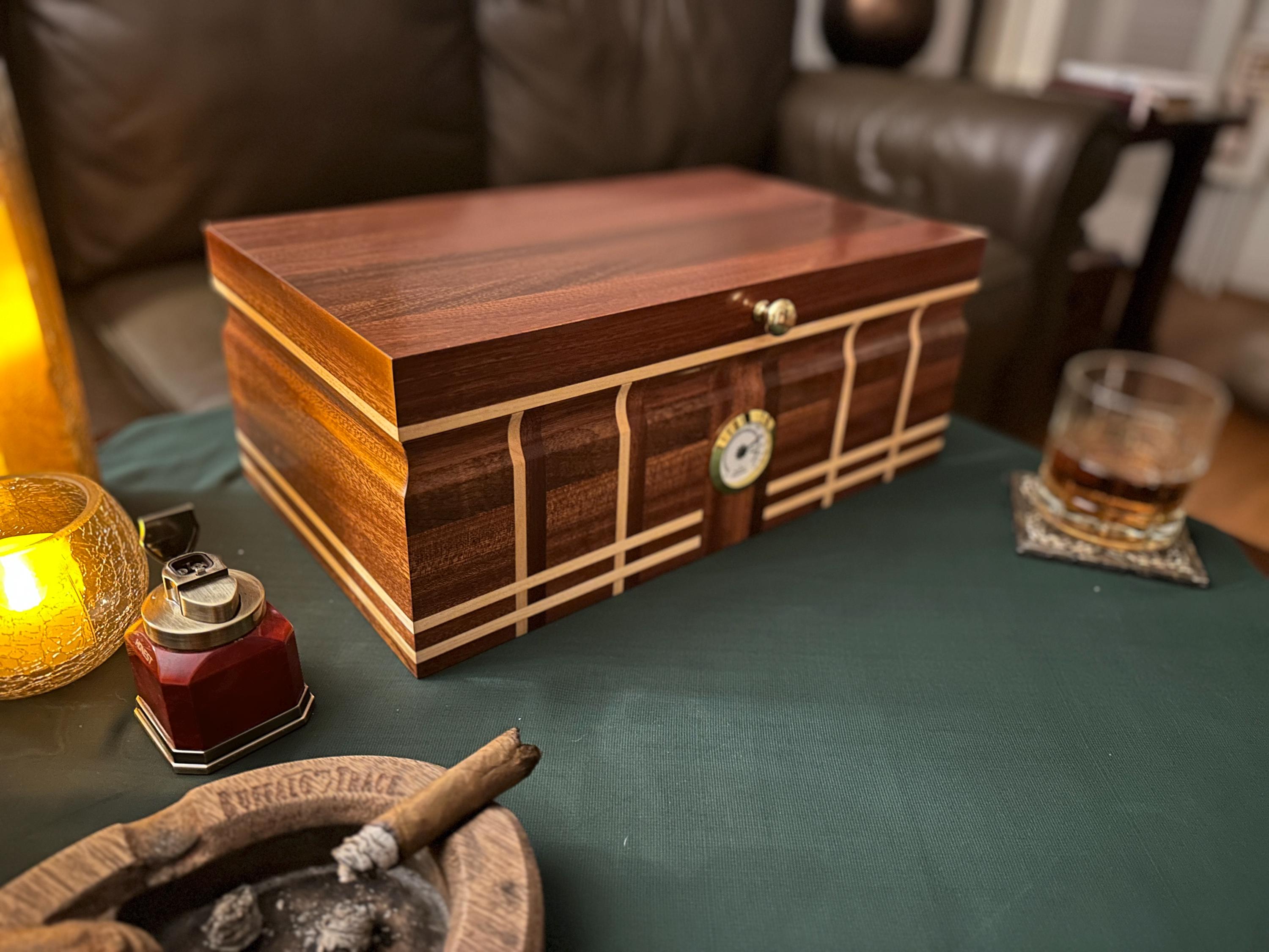 Hand-crafted Sapele Humidor With Maple Inlay - Etsy