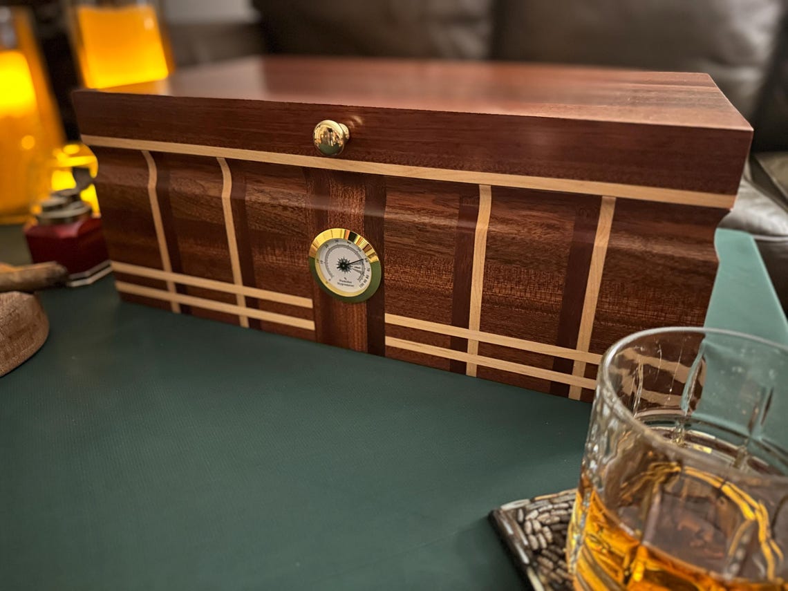 Hand-crafted Sapele Humidor With Maple Inlay - Etsy