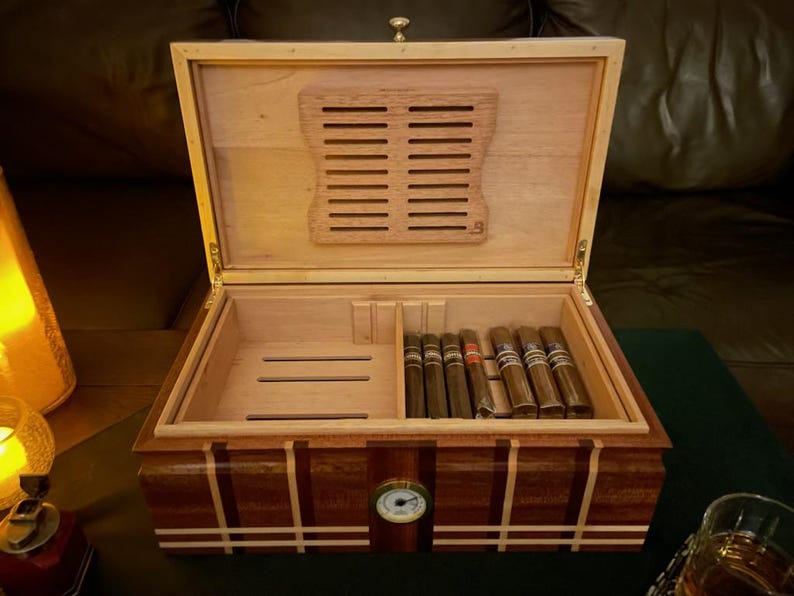 Hand-crafted Sapele Humidor With Maple Inlay - Etsy