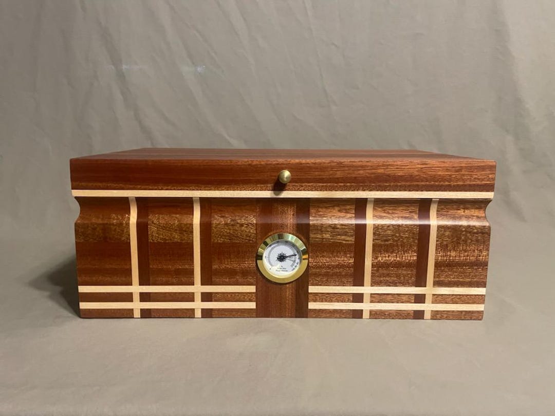 Hand-crafted Sapele Humidor With Maple Inlay - Etsy