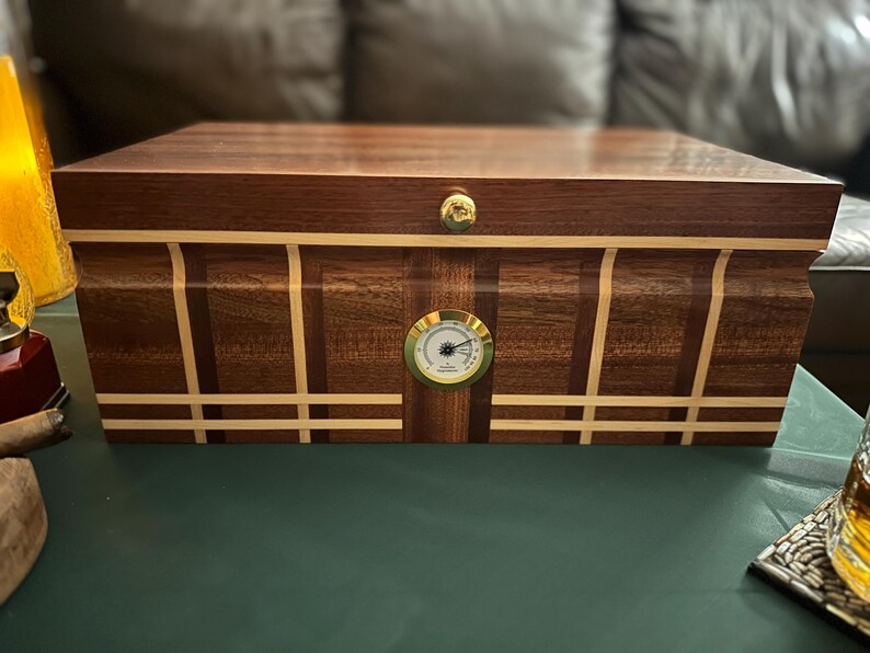 Hand-crafted Sapele Humidor With Maple Inlay - Etsy