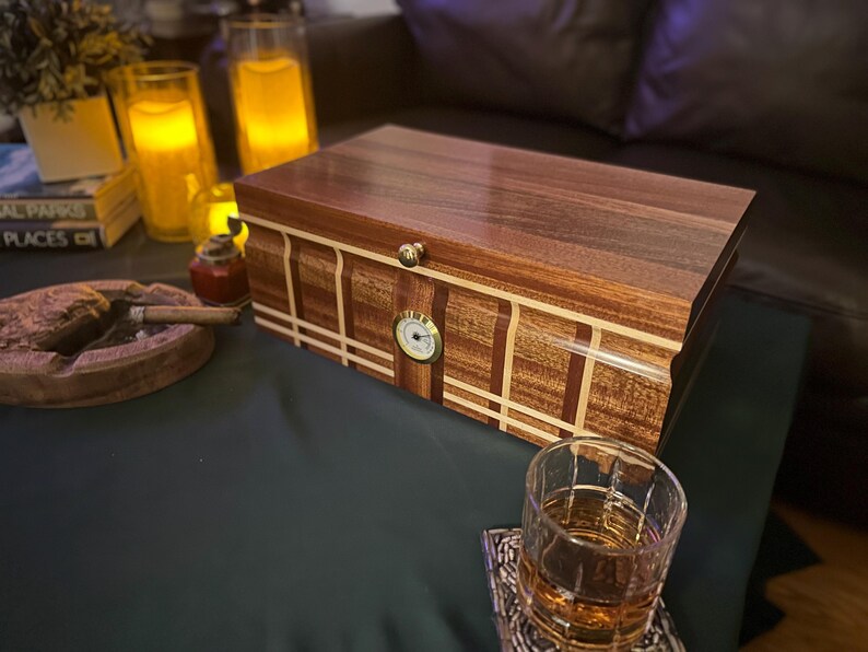 Hand-crafted Sapele Humidor With Maple Inlay - Etsy