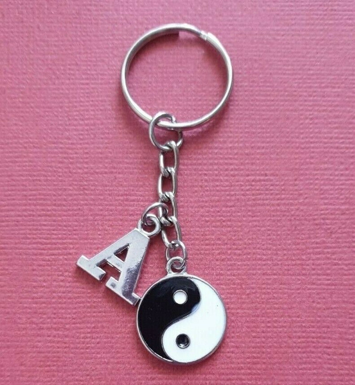 Yin Yang Keychain With Letter, Personalised Ying Yang Keyring, Alphabet ...