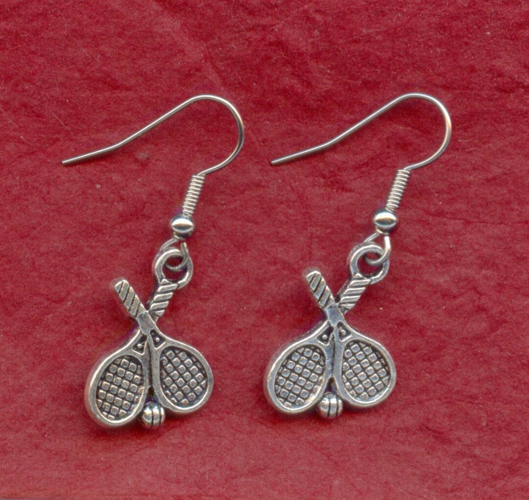 Tennis Racquet Earrings, Rackets Earrings, Silver Plated Tennis ...