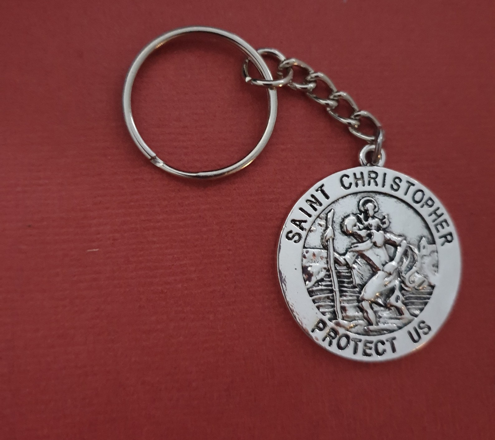 St Christopher Keyring, Saint Christopher Keychain, Key Ring Patron ...