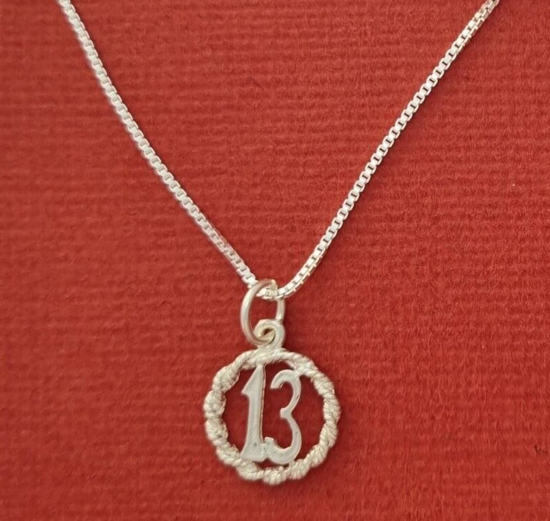 Sterling Silver 13th Necklace, 13 Birthday Gift, 925 Number Charm ...