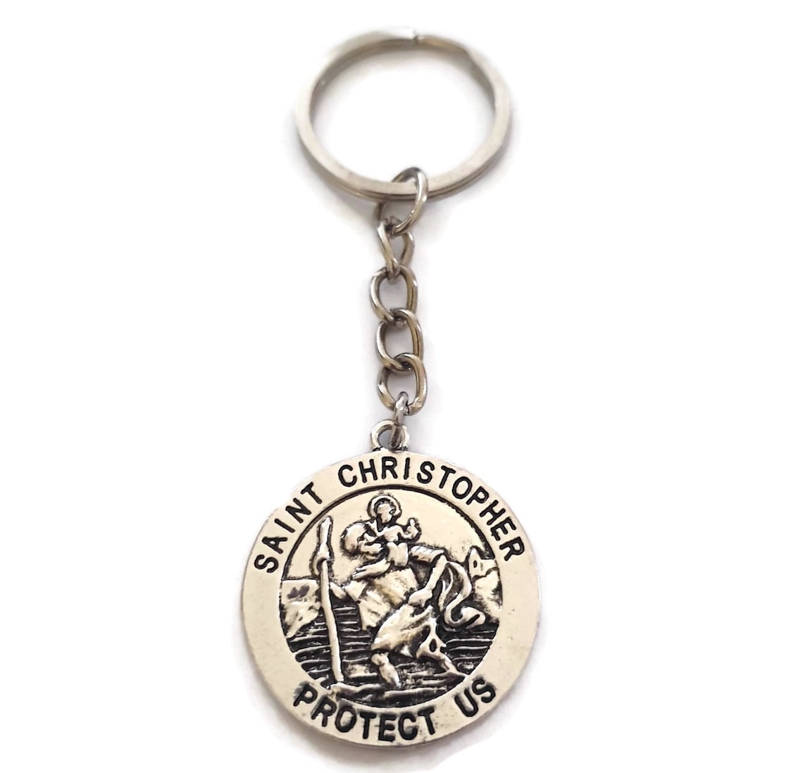 St Christopher Keyring, Saint Christopher Keychain, Key Ring Patron ...