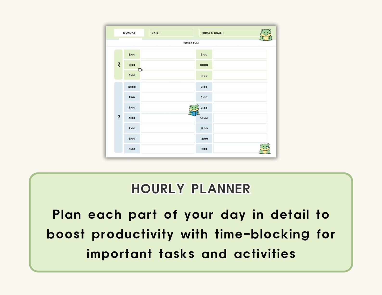 Cute Frog-themed Daily Digital Planner | Monthly, Weekly, and Daily ...