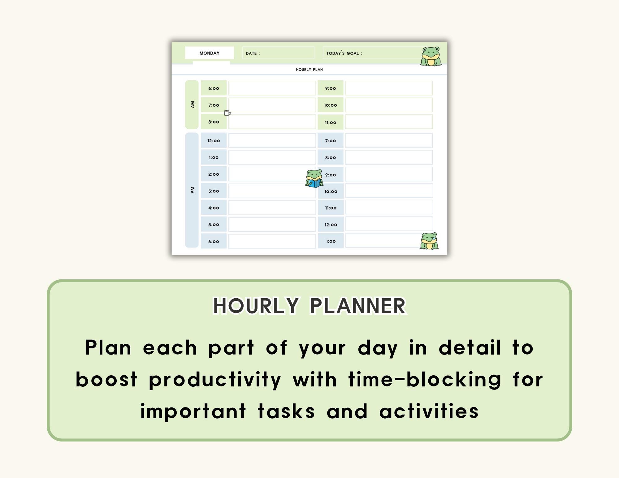 Cute Frog-themed Daily Digital Planner | Monthly, Weekly, and Daily ...