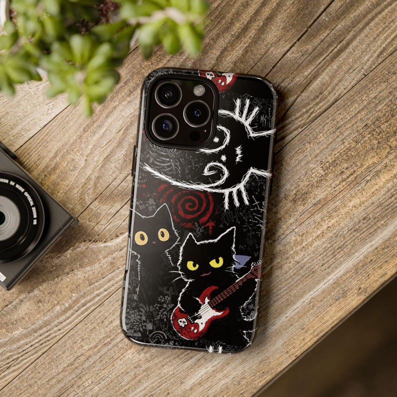 Grunge Goth Cat Phone Case, Y2K Star Spooky iPhone Case, Gothic Horror ...