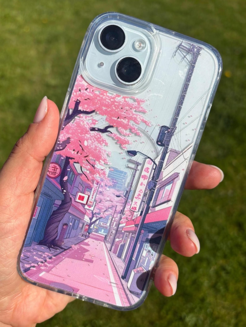 Magsafe Sakura Anime Phone Case, Japanese Street Art Kawaii Pink Cover ...