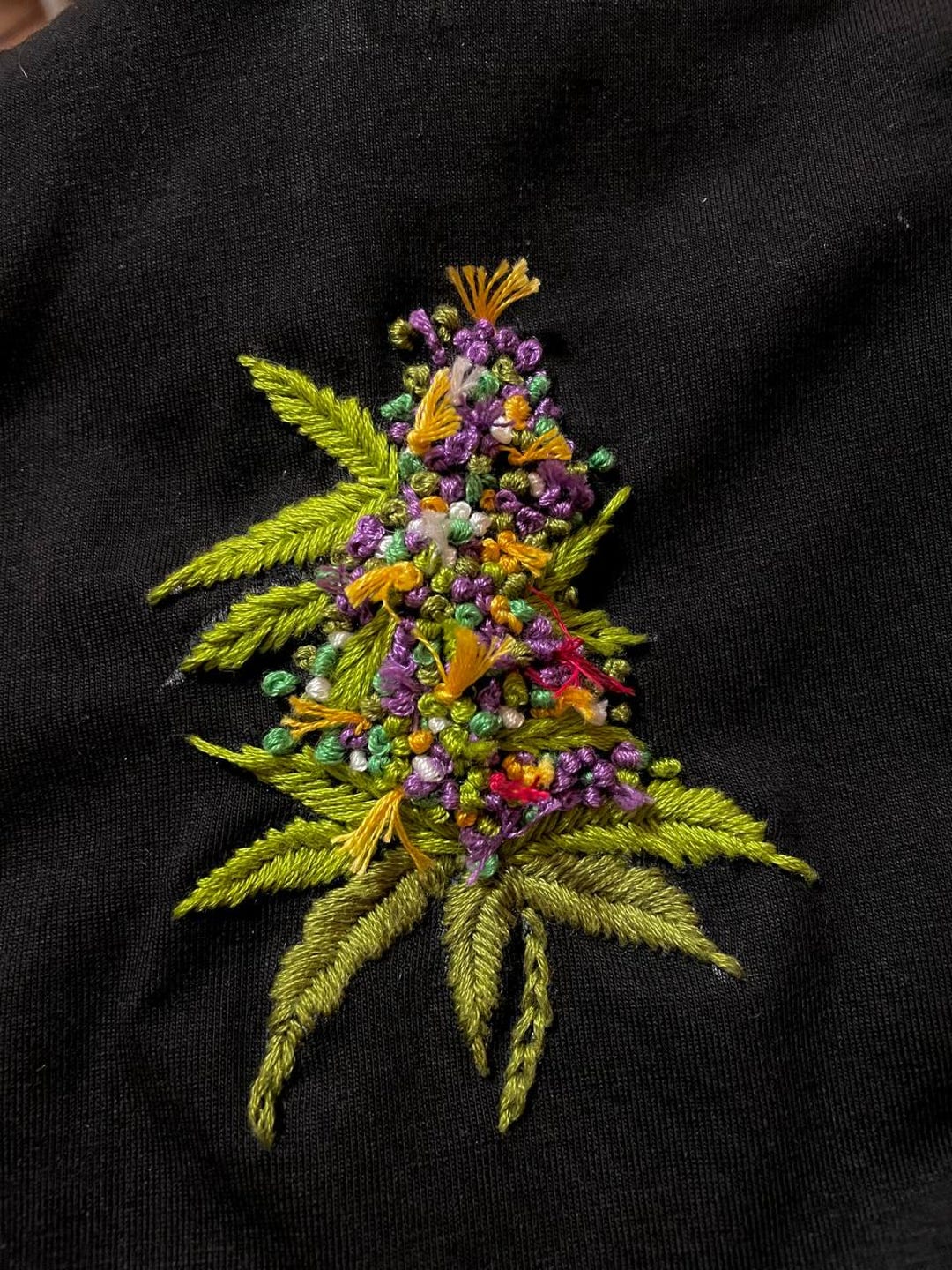 Hand-embroidered Cannabis T-shirts & Hoodies Unique Weed Design Apparel ...