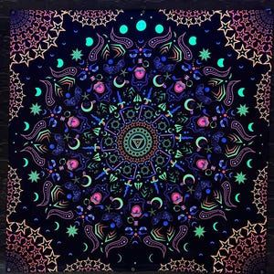 Kali Art Mandala Backdrop UV Tapestry Wall Hanging Deco Blacklight Art ...