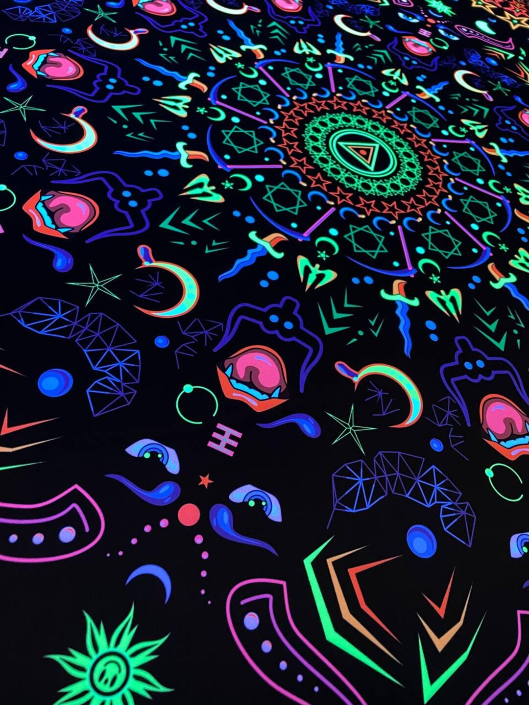 Kali Art Mandala Backdrop UV Tapestry Wall Hanging Deco Blacklight Art ...