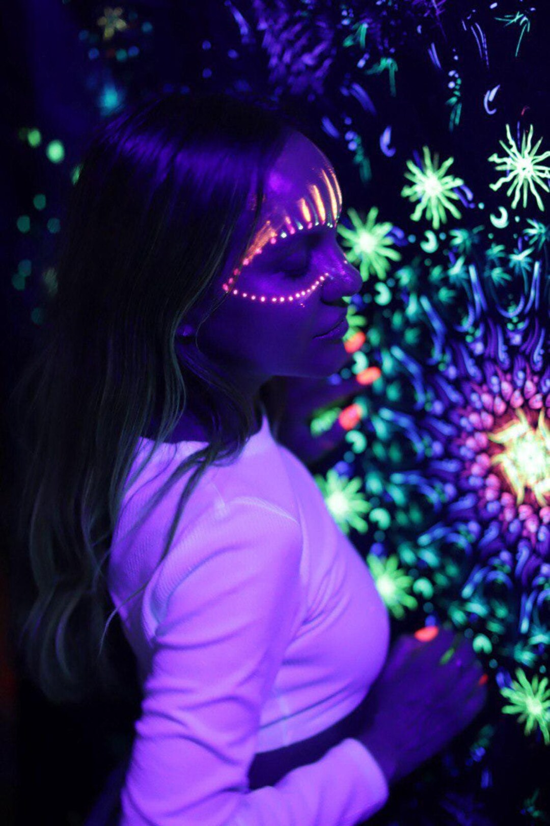 ACID VISION Mandala Art Black Light Decor Room Canvas Fluorescent Art ...