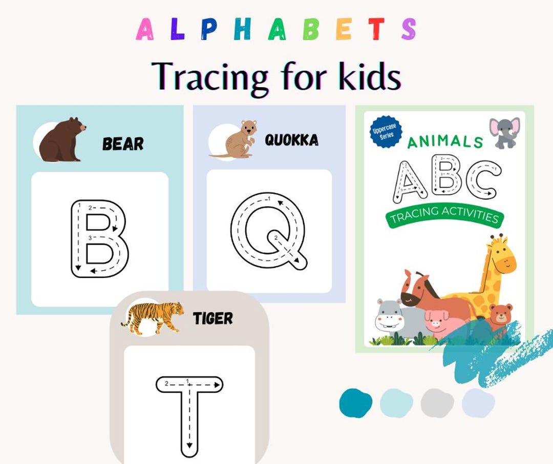 Cute Alphabet Tracing Worksheet - Etsy