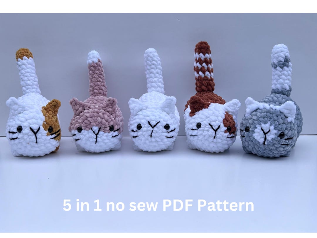 5 in 1 No Sew Patterns, Loaf Cat Amigurumi, Crochet Pattern Bundle ...