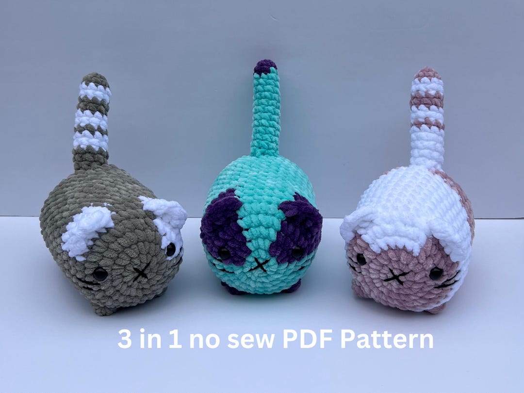3 in 1 No Sew Patterns, Loaf Cat Amigurumi, Crochet Pattern Bundle ...