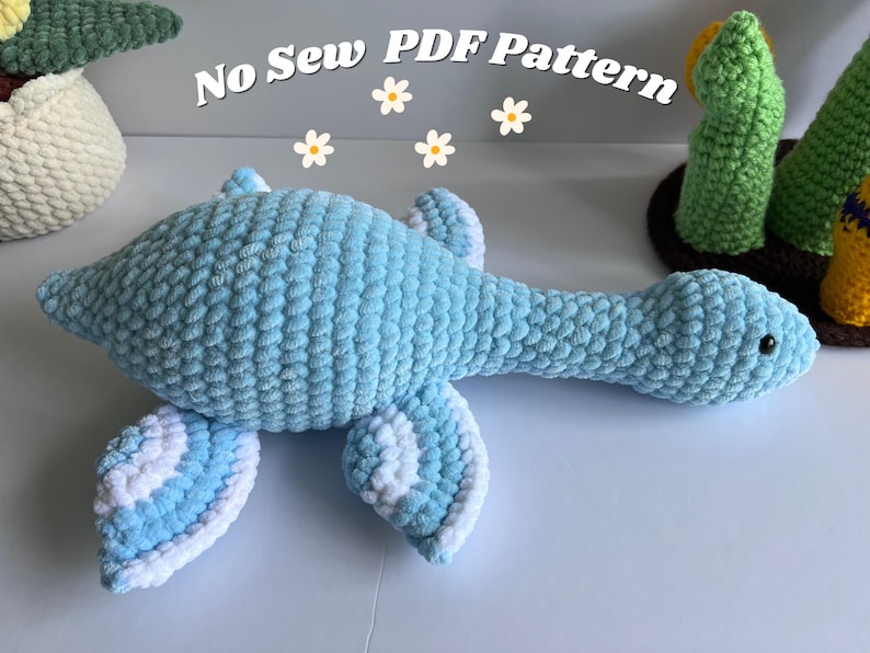 Plesiosaurus No Sew Amigurumi Crochet Patterns Dinosaur No Sew Crochet ...