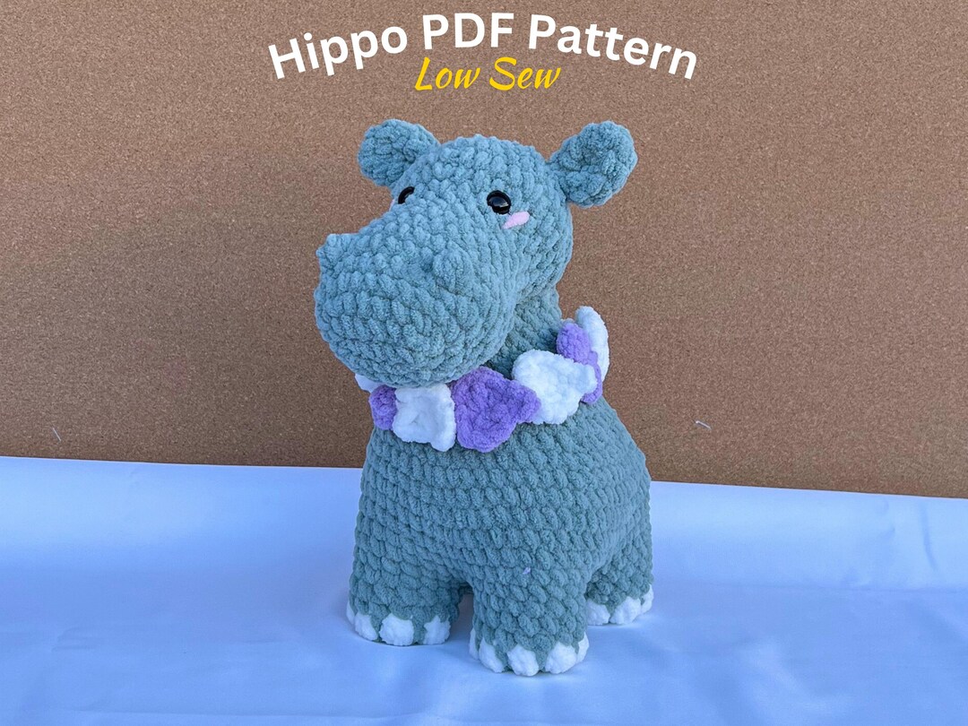 Hippo Crochet Pattern, Low Sew Pattern, Crochet Plushie Pattern ...