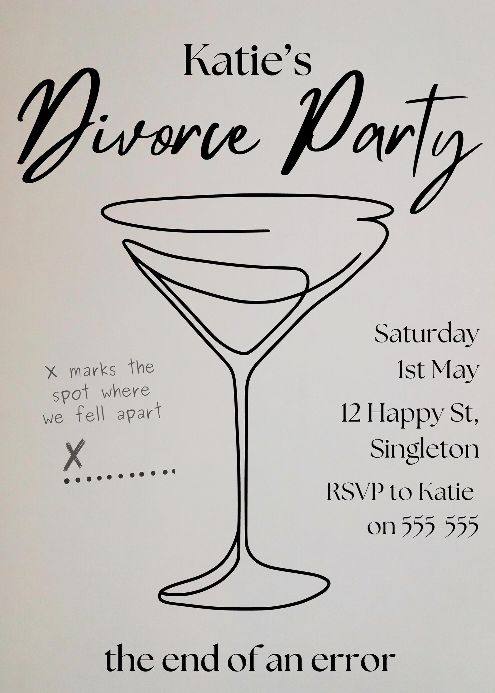 Simple Divorce Party Invite Template With Swift Themes Easy to Edit ...