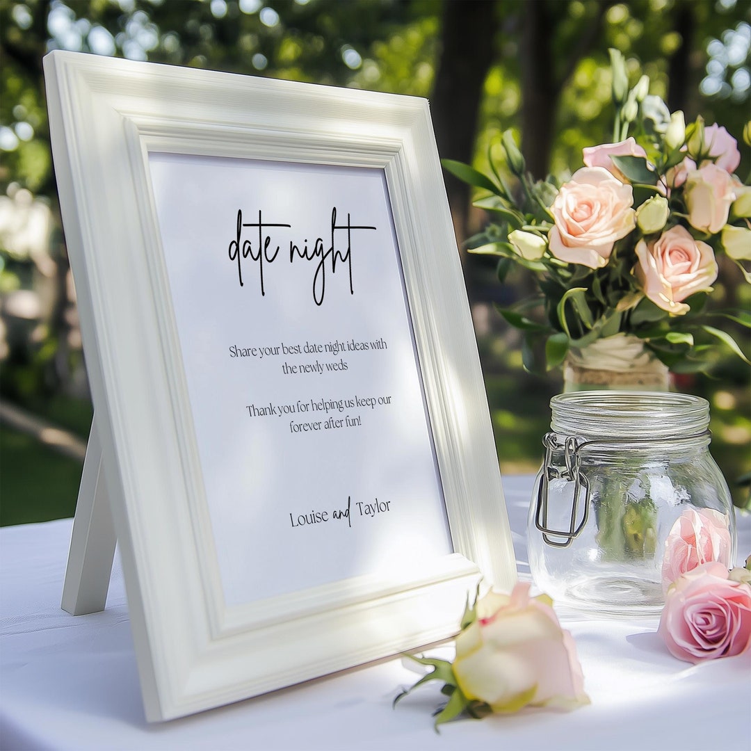 Minimalist Date Night Jar Sign Template, Modern Wedding Signs, Date ...