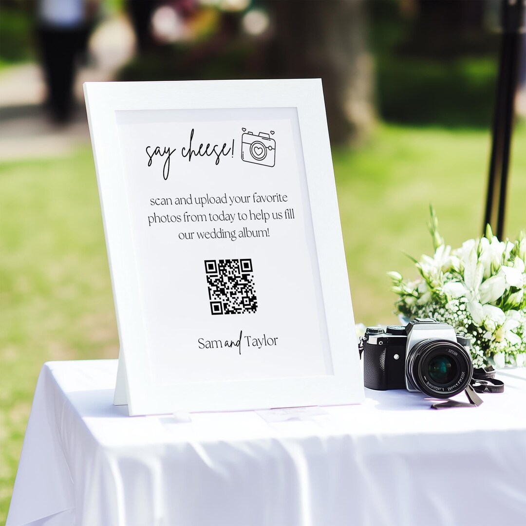Minimalist Wedding Photo Sign Template, Wedding Album QR Code Sign ...