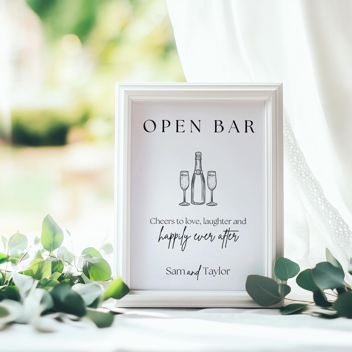 Minimalist Wedding Bar Sign, Cheers to Love, Sleek Minimal Wedding Open ...