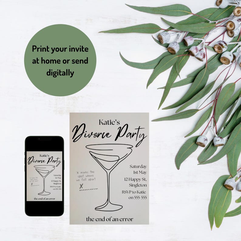 Divorce Party Invitation Template for Digital Download Invite Singles ...