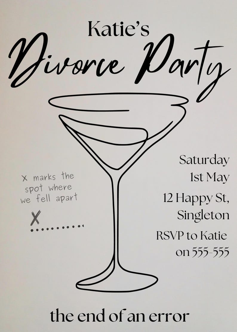 Divorce Party Invitation Template for Digital Download Invite Singles ...