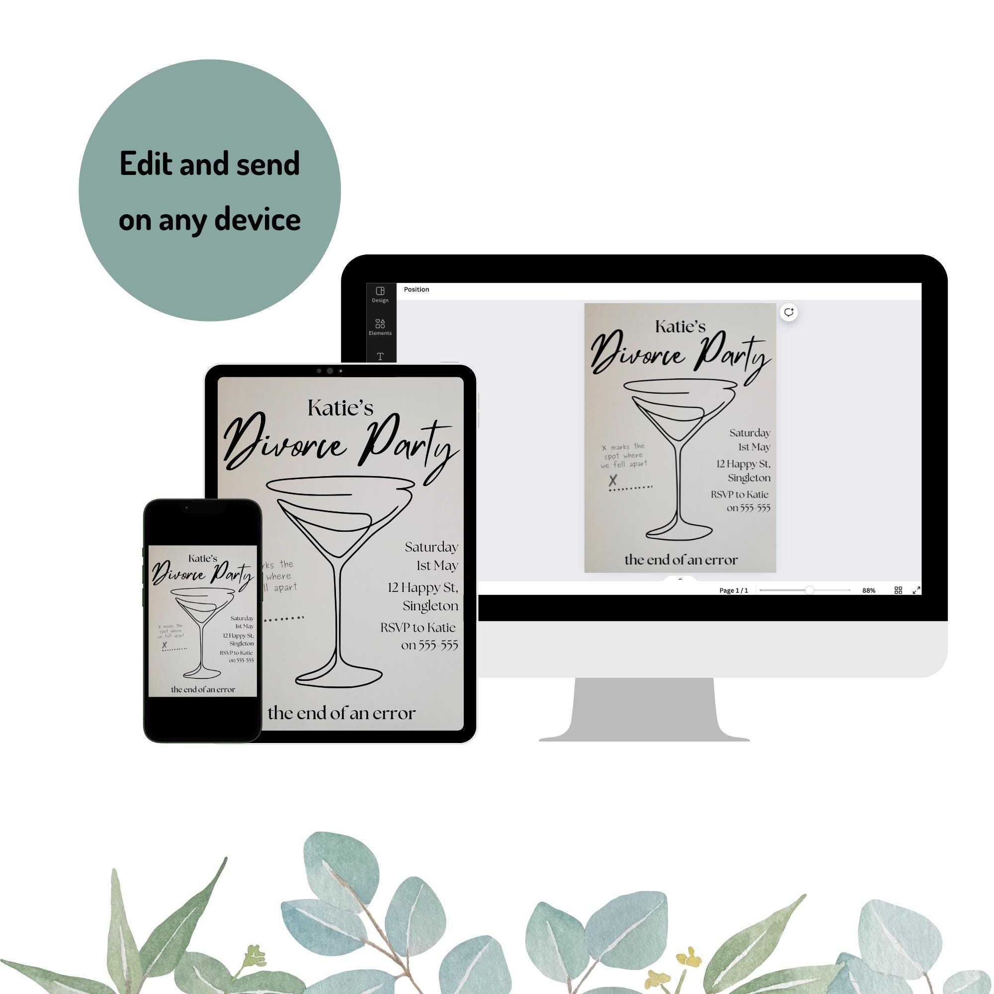 Divorce Party Invitation Template for Digital Download Invite Singles ...