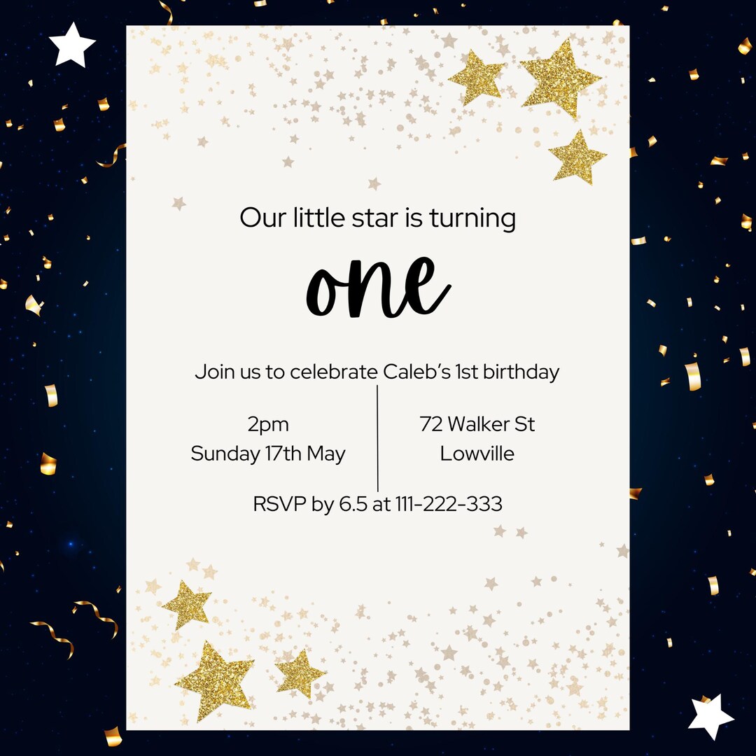 Children's Star Birthday Invitation Template - Digital Download ...