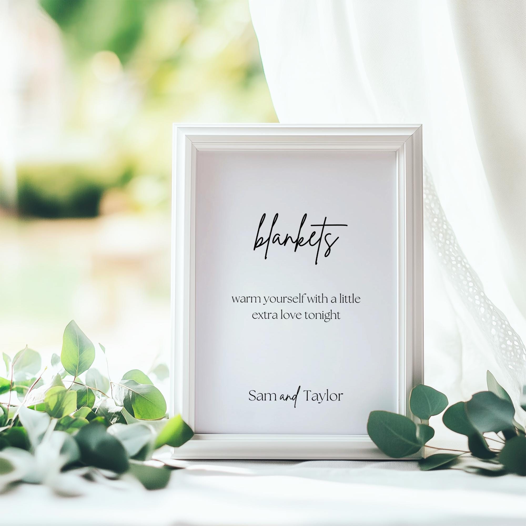 Minimalist Blankets Sign Template, Wedding Favor Sign, Modern Wedding ...