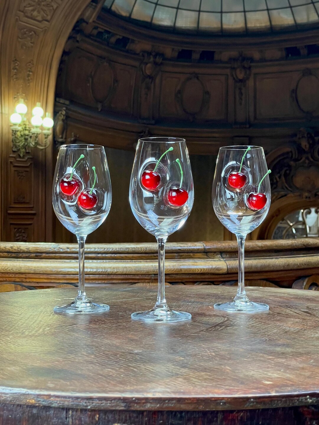 Glass Cherry Cup Set, Red Embed Drinkware, Decorative Stemware ...