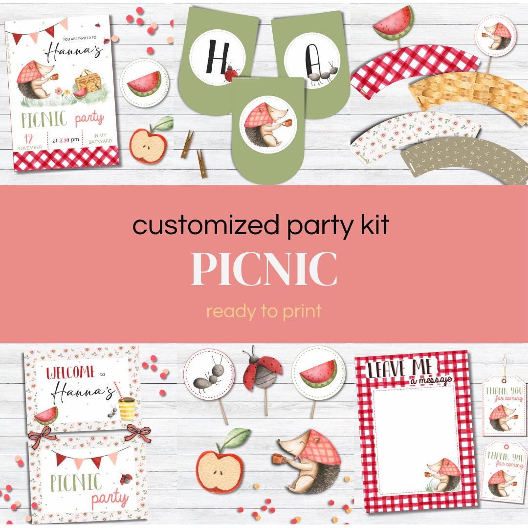 Picnic Party/birthday Printable Kit/customized Birthday Party ...
