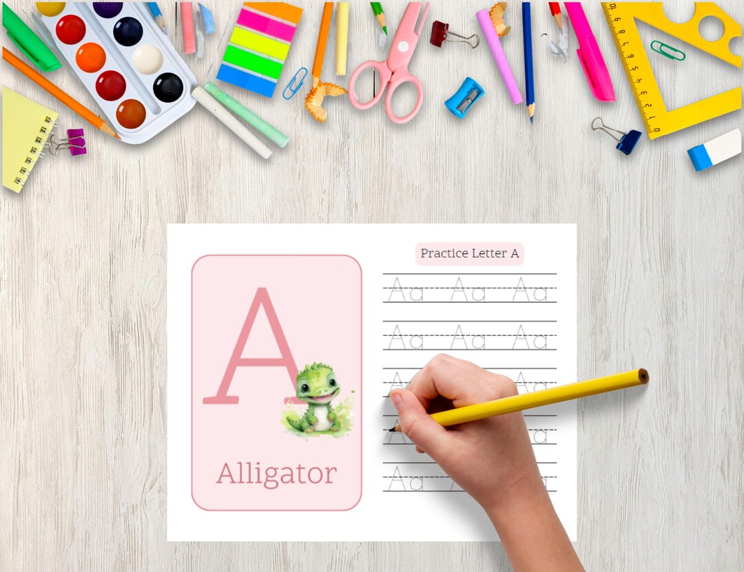 Animal Alphabet Tracing Letter Practice Worksheet in Pink - Tracing ...