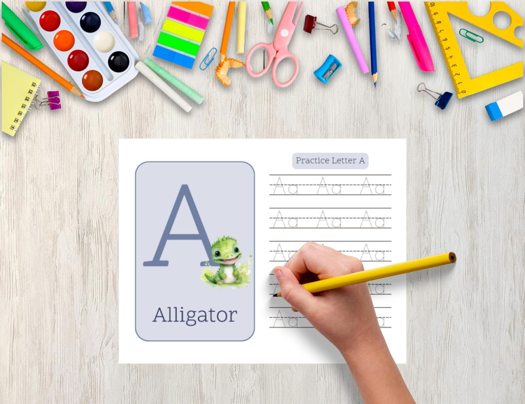 Animal Alphabet Tracing Letter Practice Worksheet in Blue Tracing ...