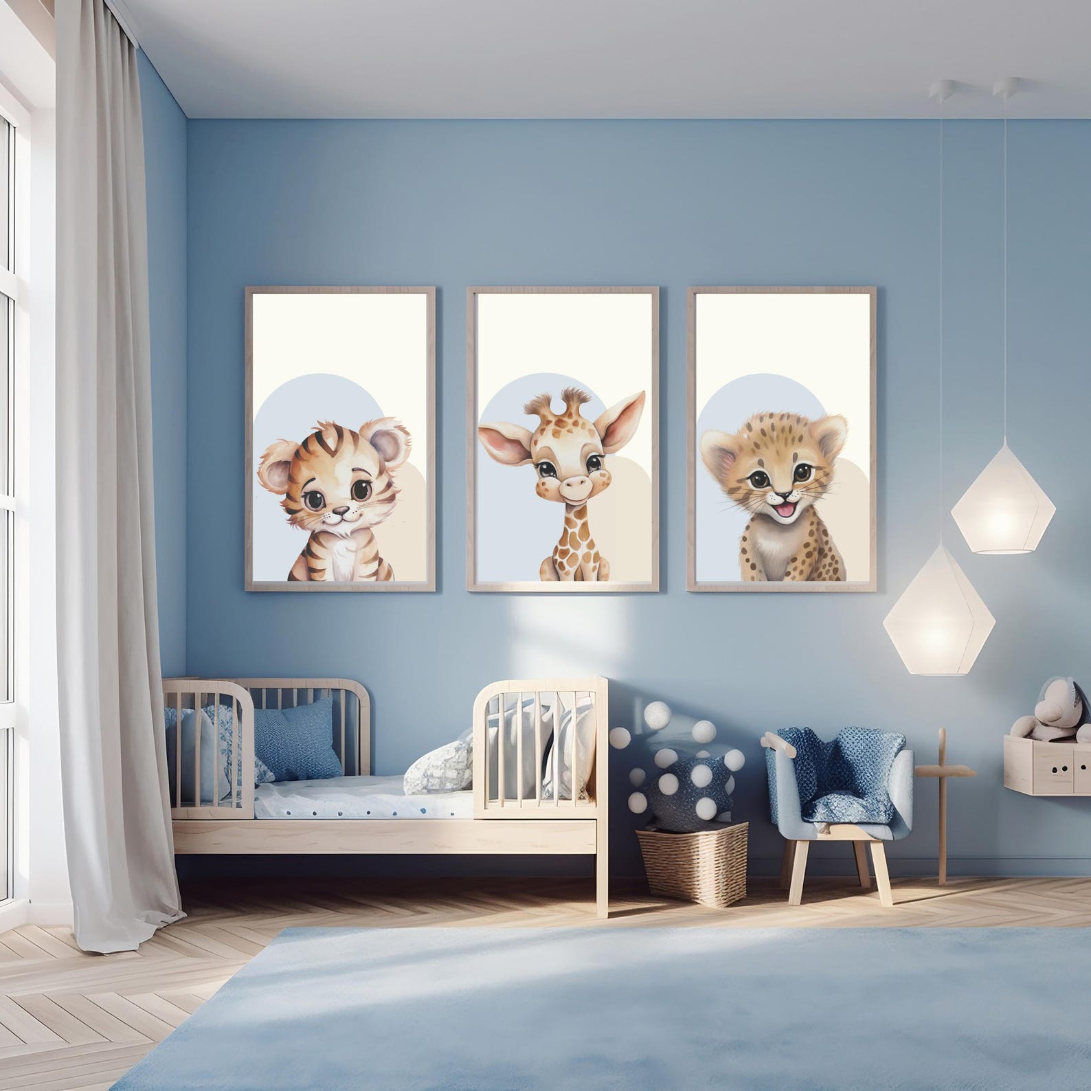 Safari Baby Animal Wall Art Printable Set of 6 - Nursery Wall Art ...