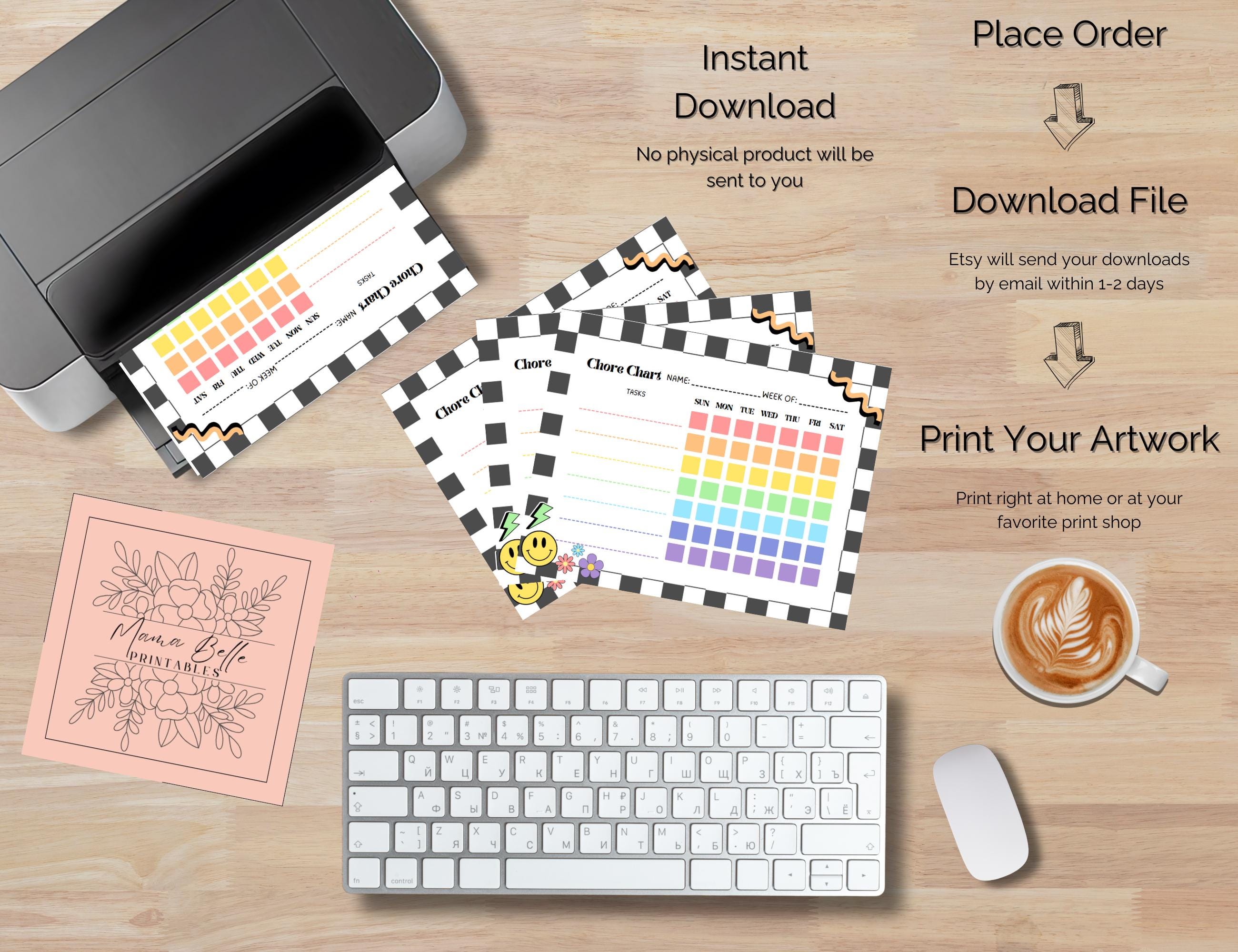 Groovy Checkered Chore Chart Printable - Kid's Printable Chore Chart ...