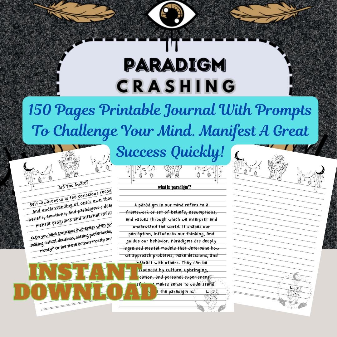 150 Pages Printable "paradigm Shift Journal Notebook" With Prompts ...