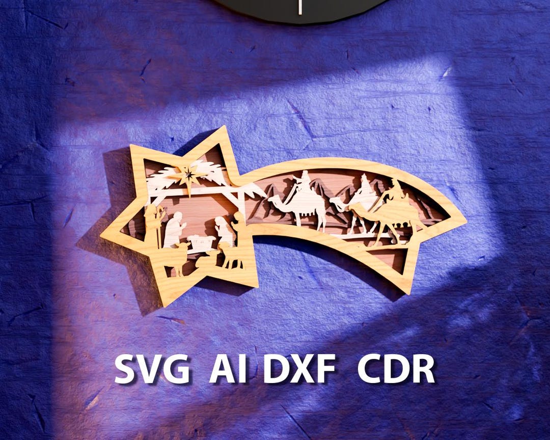 3D Layered Christmas Nativity Star | Laser Cut File (svg, Ai, Dxf, Cdr ...
