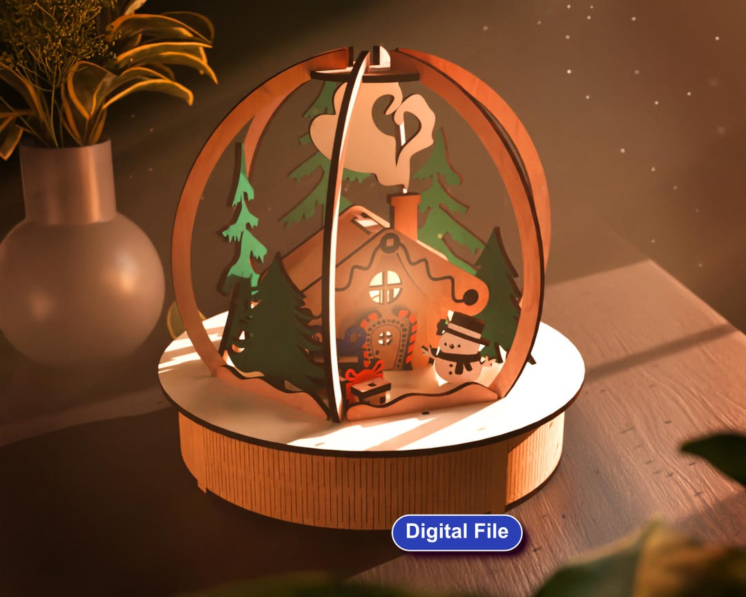 Laser Cut Snow Globe Christmas Scene (svg Dxf Cdr Ai) (digital Download ...